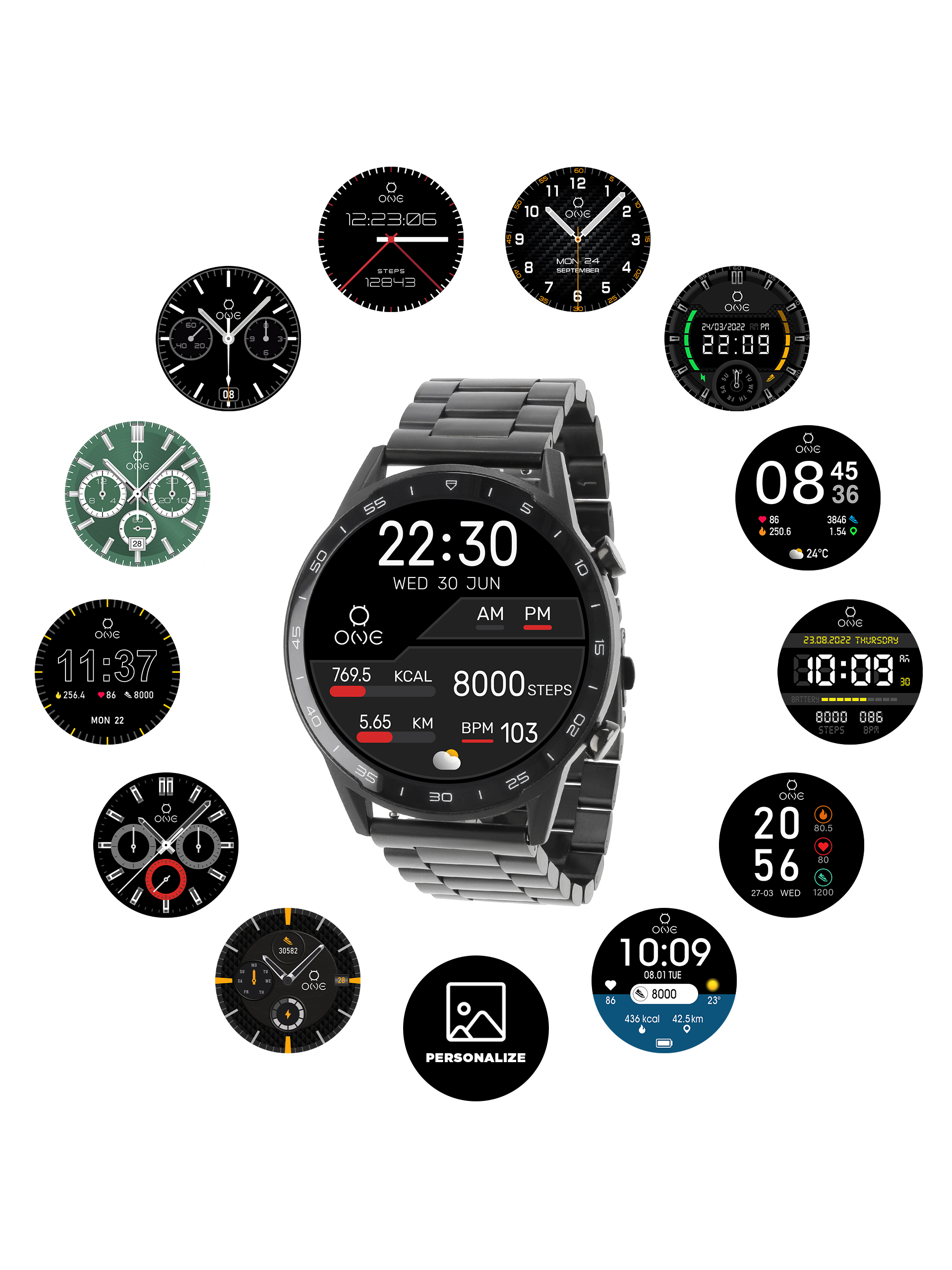 Smartwatch One Men Forceful Black Links | OSW0272BL32D — Ourivesaria ...